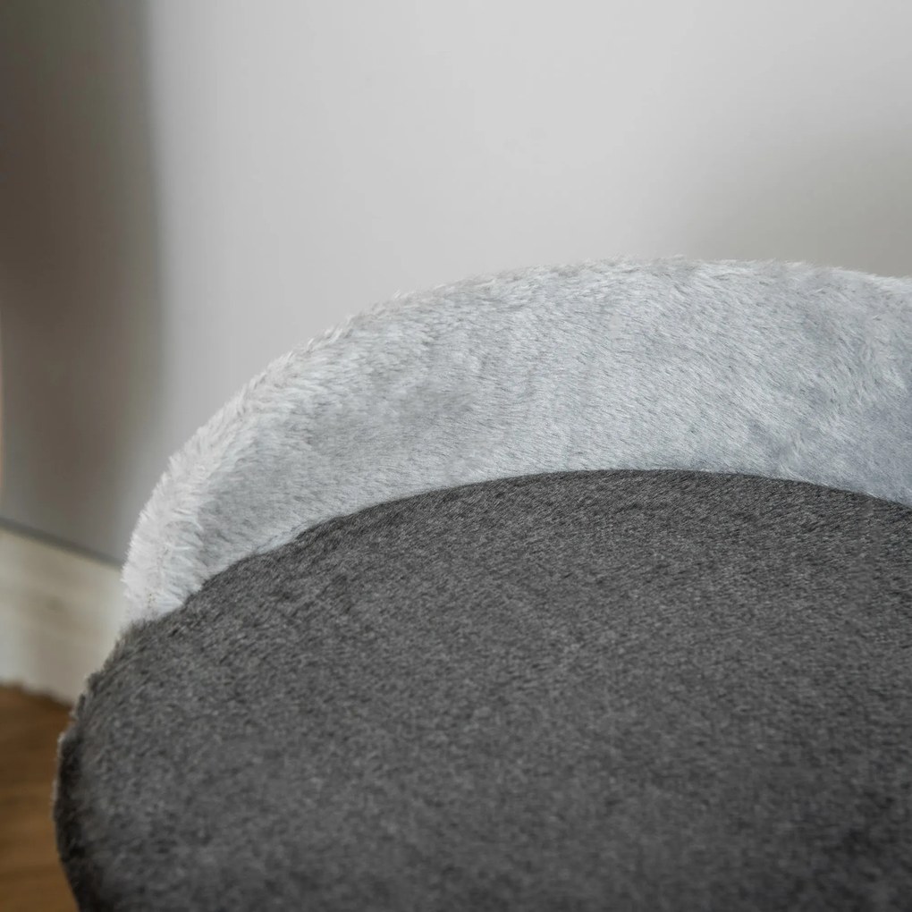 PawHut škrabadlo pro kočky v plyšovém designu s hracími míčky malé 35,5x37x46 cm sisalové škrabadlo šedé levně | Aosom.de