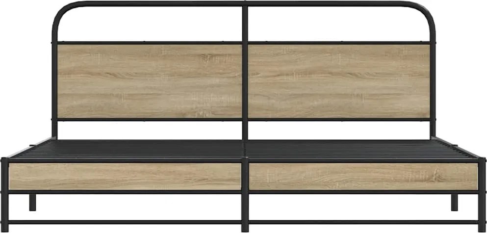 Kovový rám postele bez matrace kouřový dub 200 x 200 cm 3318683