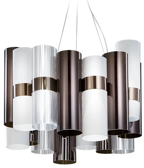 Slamp La-Lollo Pewter-white suspension M, designové závěsné svítidlo, 28W LED 2700K stmívatelné, průměr 48cm