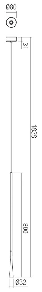 Redo 01-1761 závěsné LED svítidlo Ito pískově černé, 6W, 3000K, 80cm