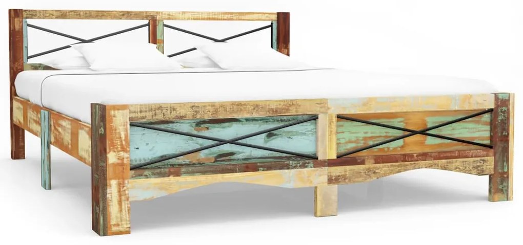 Rám postele masivní recyklované dřevo 160 x 200 cm,  247667