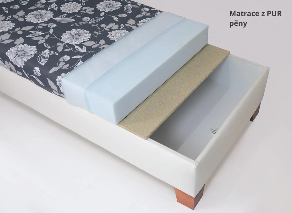 NEW DESIGN postele Postel MODO s hlavovým čelem a úložným prostorem, matrace a rošt v ceně, 110×200 cm Velikost postele: 110 × 200 cm