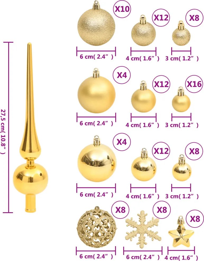 vidaXL 111dílná sada vánočních ozdob polystyren [356109] Barva: Bílo-šedá