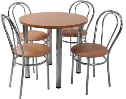 Levný jídelní set 4 židle + kulatý stůl 80 cm Dub RJK světlý