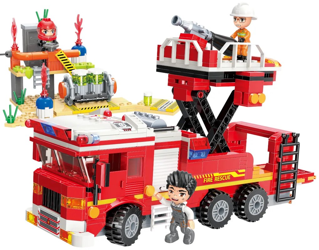 Qman Mine City Fire Line W12013 Cisternová automobilová stříkačka s plošinou