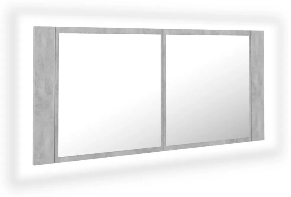 vidaXL LED koupelnová skříňka se zrcadlem betonově šedá 100x12x45 cm