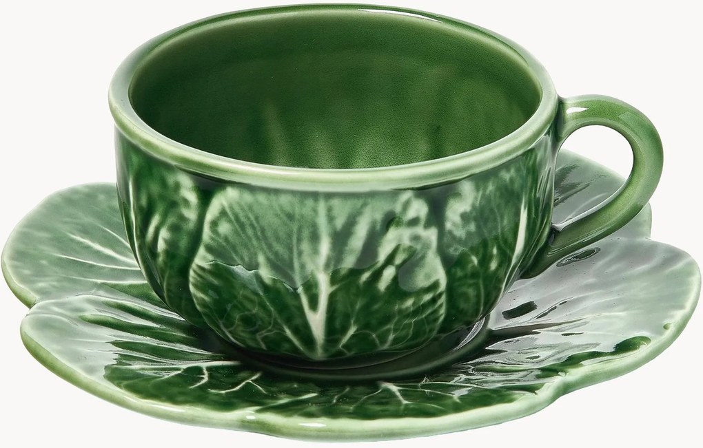 Sada ručně malovaných šálků s podšálky Cabbage, 4 díly