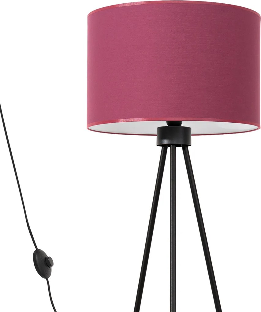 Stojací lampa Nevia, 1x bordó textilní stínítko, b