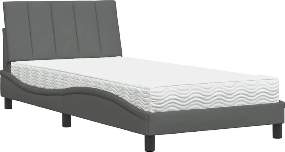 Postel s matrací Hanko tmavě šedá 100 x 200 cm textil 3310511