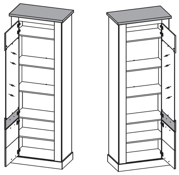 Vysoká vitrína Toronto, bělená pinie/pískový dub
