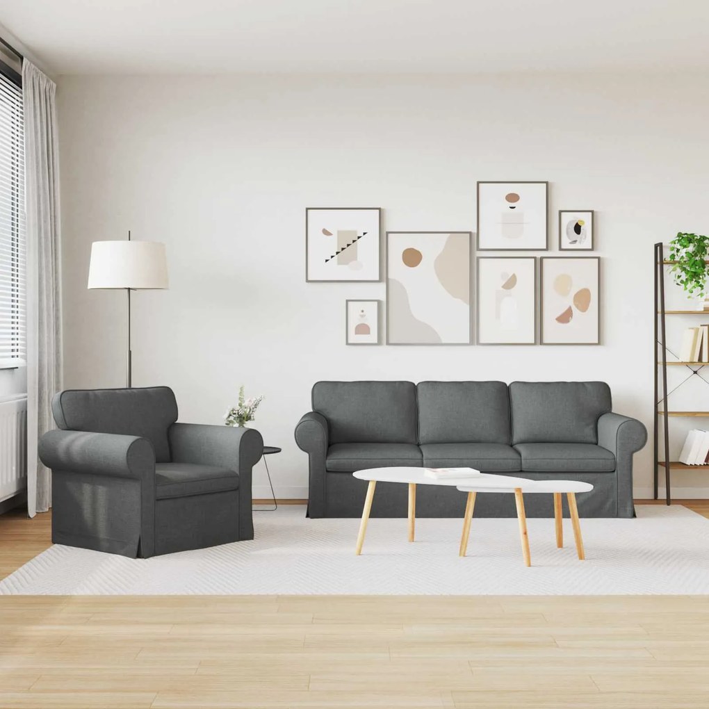 Set pohovek 2 ks Tmavě šedá textil 3407575