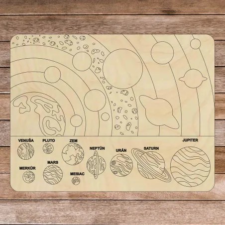 Dřevěné montessori puzzle - Sluneční soustava 10 dílků | SENTOP H022