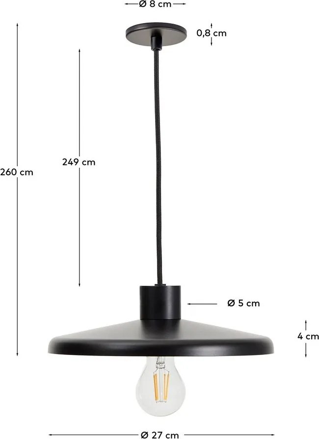 Černé závěsné svítidlo s kovovým stínidlem Nuvira – Kave Home