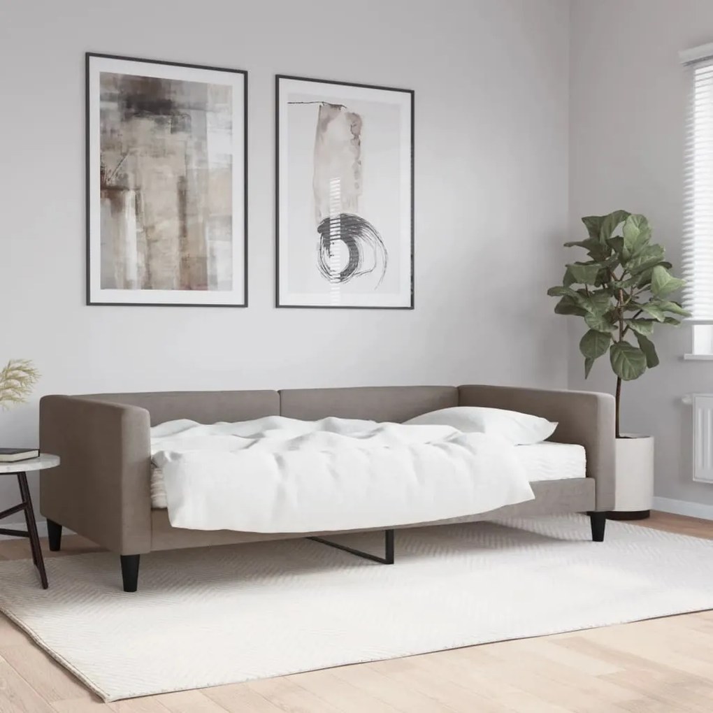 Válenda s matrací taupe 100 x 200 cm textil 3196568
