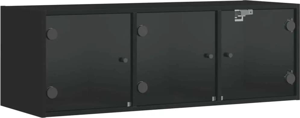 vidaXL Nástěnná skříňka se skleněnými dvířky 102x37x35 cm [836512] Barva: Černá