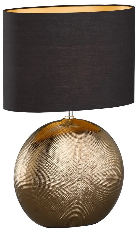 Keramická stolní lampa s textilním stínidlem v černo-bronzové barvě (výška 53 cm) Foro – Fischer &amp; Honsel
