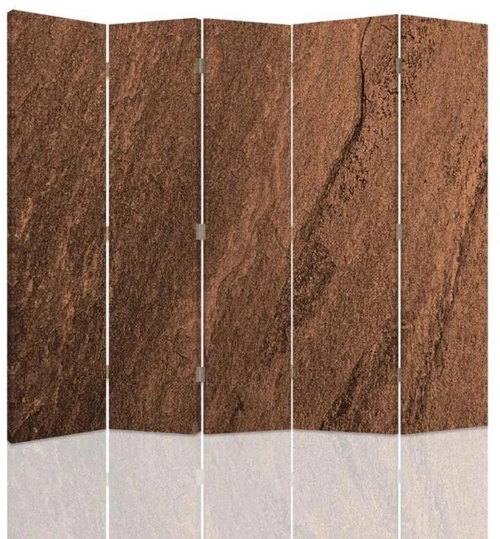 Ozdobný paraván Abstraktní hnědá - 180x170 cm, pětidílný, klasický paraván