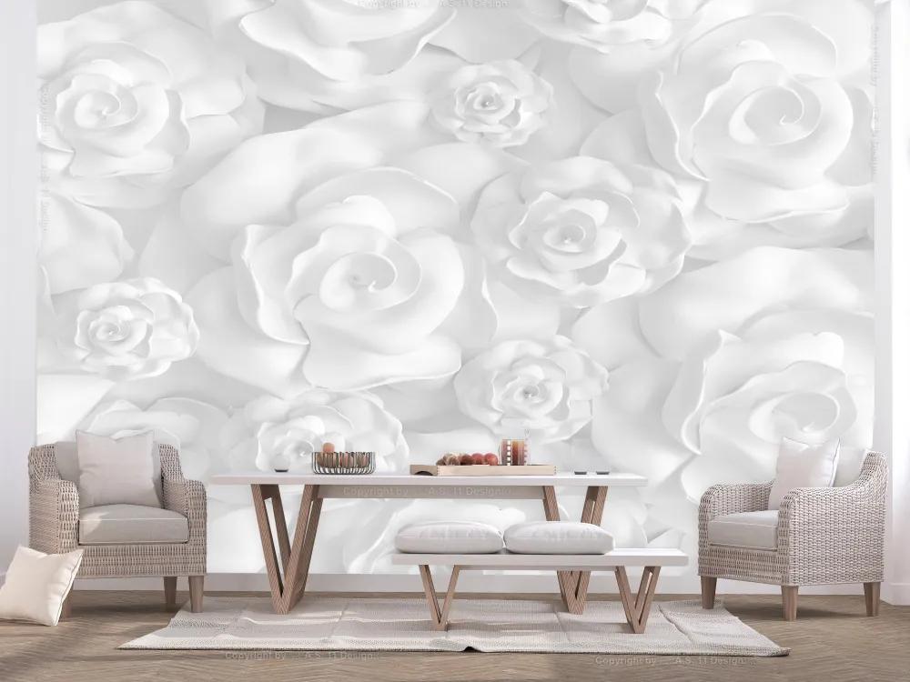 Bílé růže 3D tapeta