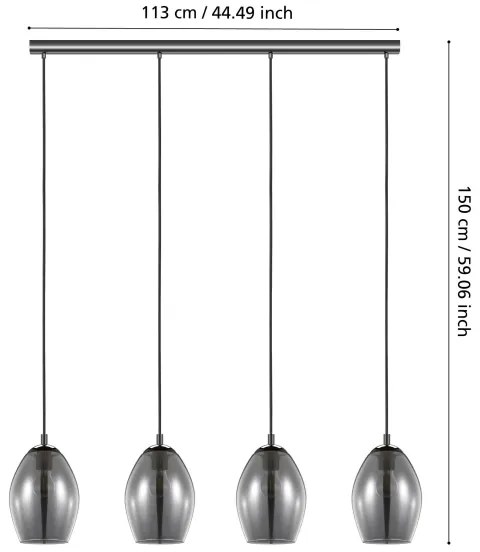 Eglo 39566 - Lustr na lanku ESTANYS 4xE27/60W/230V kouřová