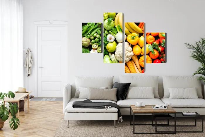 Vícedílný obraz Ovoce A Zelenina V Barvách Duhy Nedostatek Nedostatek Plátno Canvas 240x150