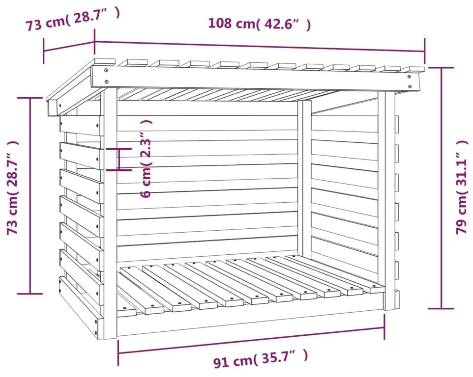 vidaXL Stojan na dřevo bílý 108x73x79 cm masivní borovice