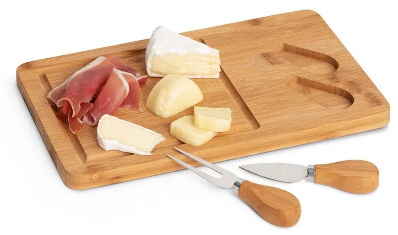ČistéDřevo Bambusové prkénko na sýr se 2 noži