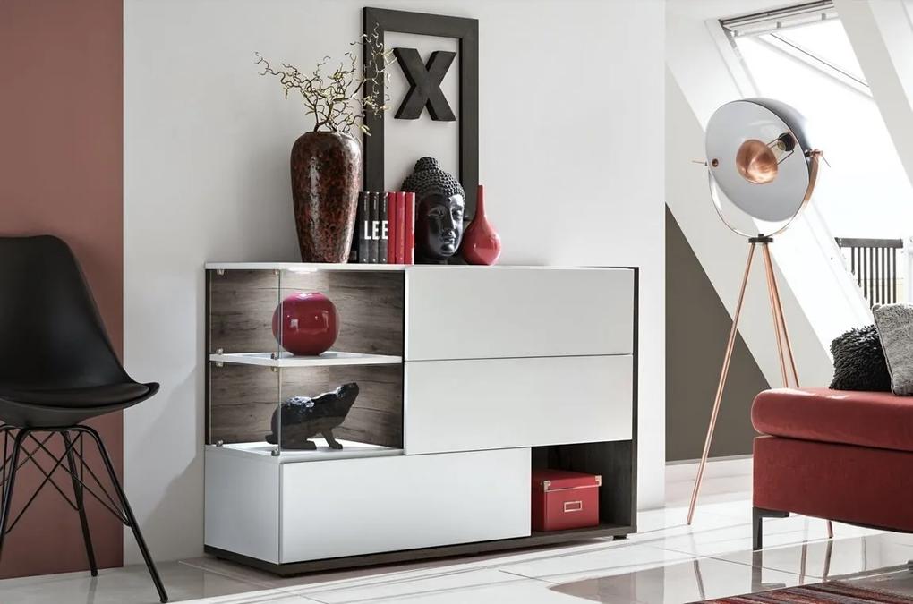 Casarredo - Komfort nábytek Komoda SILK s LED osvětlením, bílá/perla elm