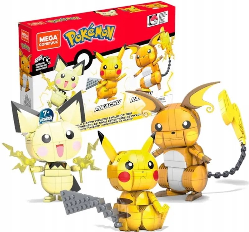 Stavebnice mega construx postav a vystav si pikachu a jeho vývojové trio