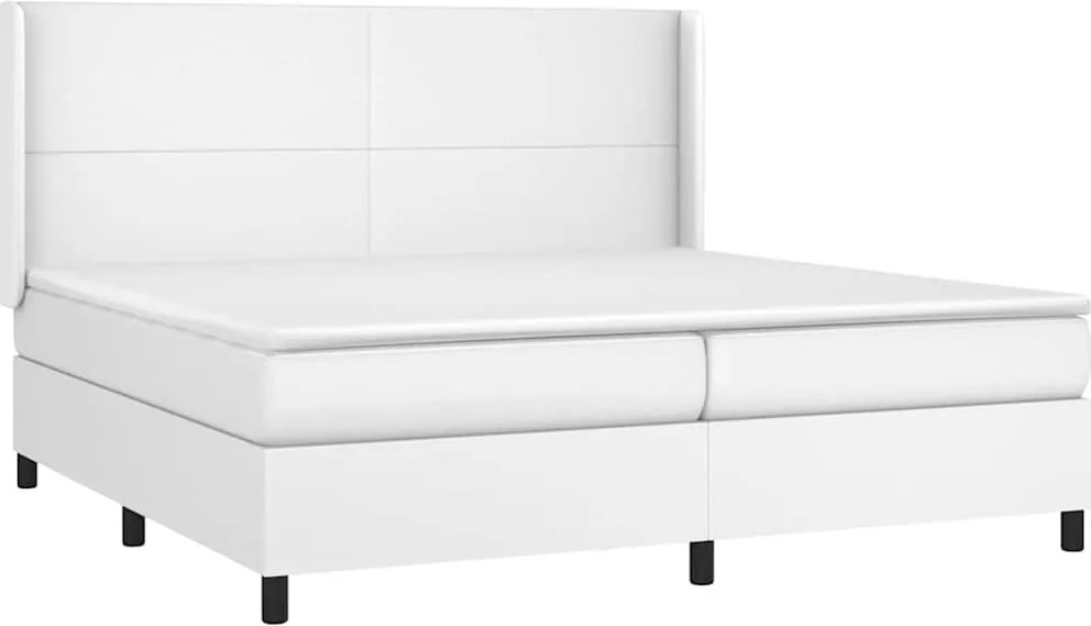Box spring postel s matrací bílá 200x200 cm umělá kůže 3132400