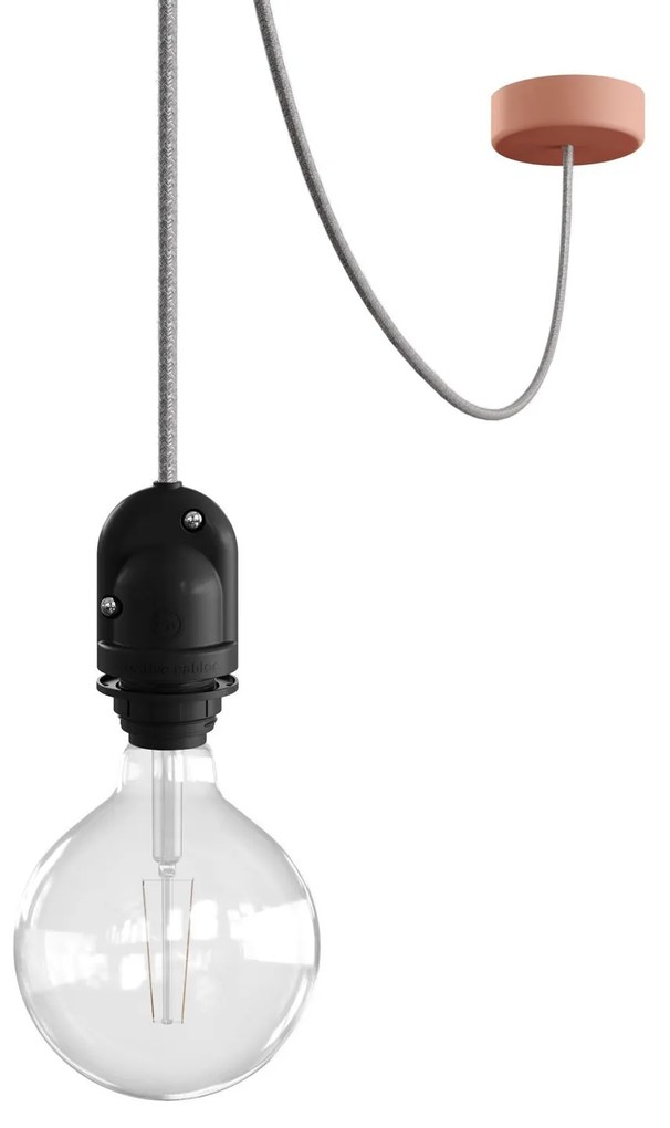 creative cables EIVA závěsná lampa do exteriéru pro stínidlo, 5m textilního kabelu, silikonový baldachýn a objímka, IP65 voděodolná Barva: Šedá