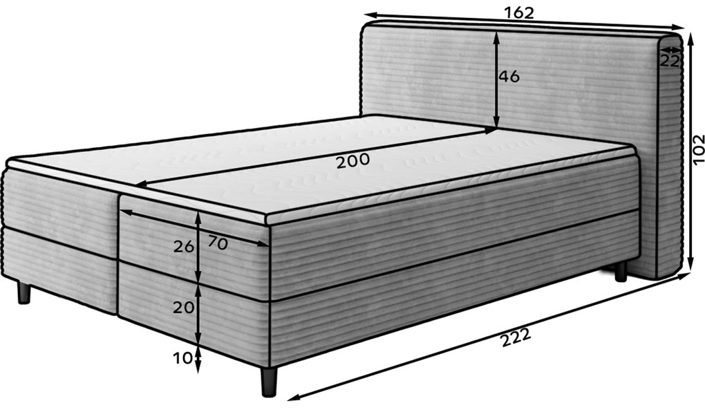 Eltap Čalouněná postel Cortiko s úložným prostorem Materiál a barva potahu: Modullo 40 - modrá, Rozměr: 160x200