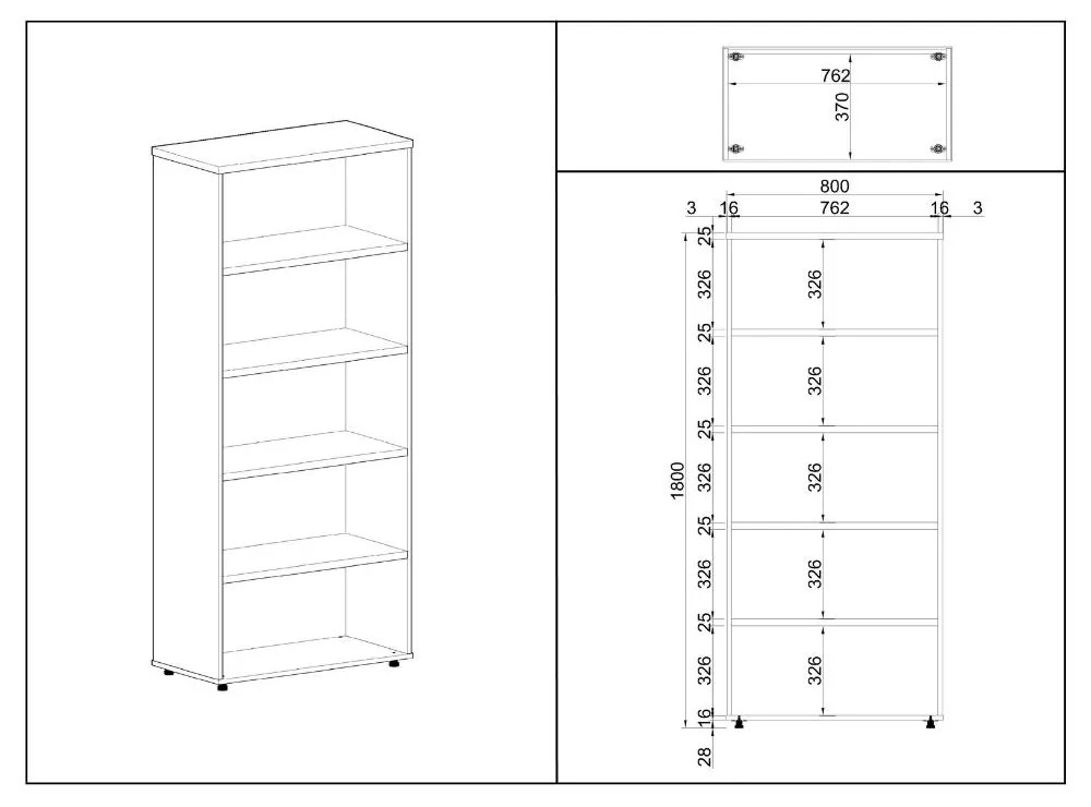 Vysoká skříň SimpleOffice 80 x 40 x 180 cm, šedá