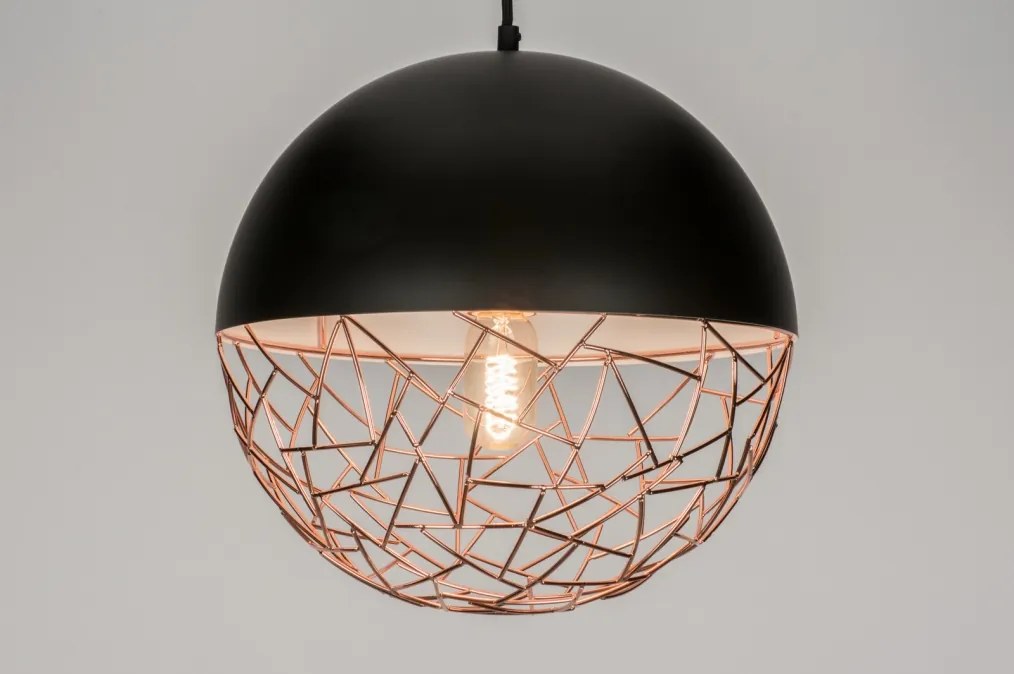 Závěsné industriální designové svítidlo nad stůl Signature Combino Nero and Copper