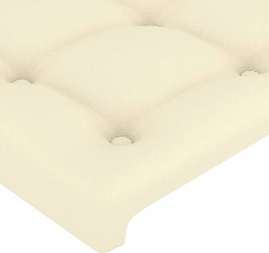 Čelo postele s LED krémové 203 x 16 x 118/128 cm umělá kůže 3124158