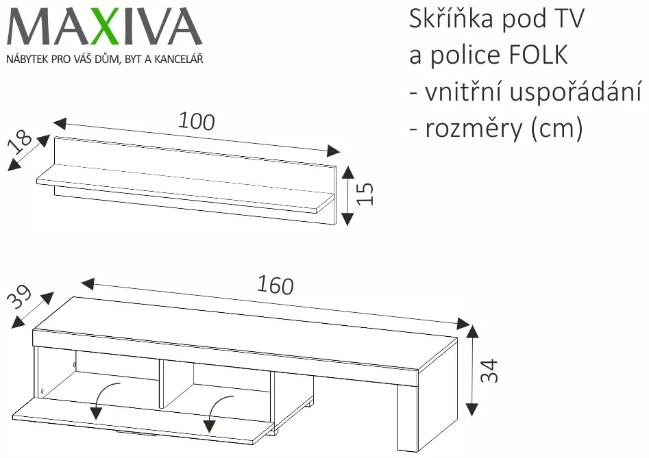 MAXIVA Obývací stěna - FOLK, dub craft/bílá