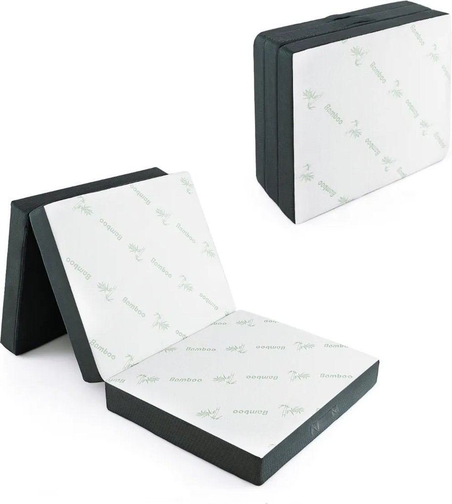 Costway Skládací matrace 193 × 80 × 10 cm, bílo-šedá