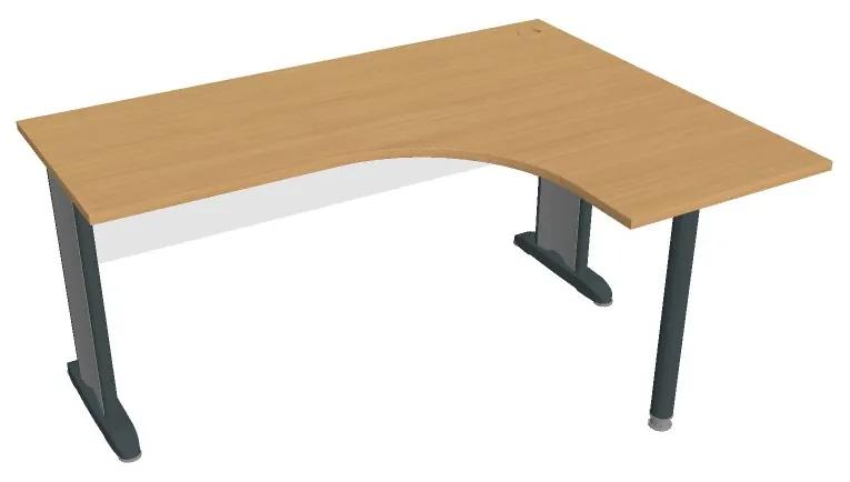 Stůl ergo oblouk levý 160×120/60 cm - Hobis Cross CE 60 L Dekor stolové desky: buk, Dekor lamino podnože: bílá, Barva nohou: černá