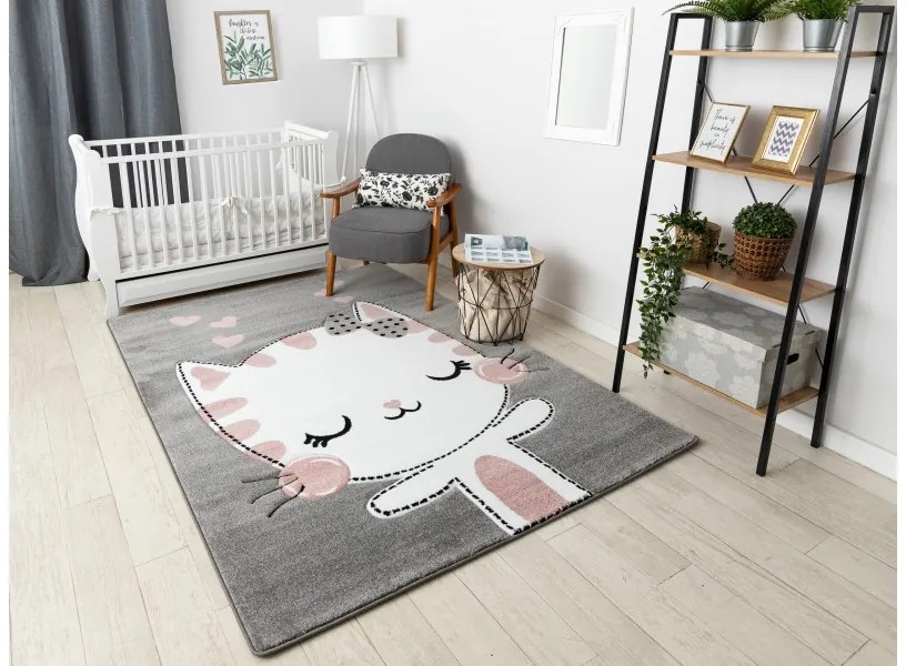 Dywany Łuszczów Dětský kusový koberec Petit Kitty cat grey ROZMĚR: 160x220