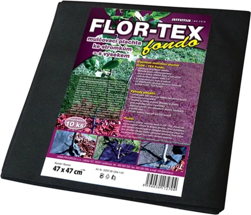 FLOR-TEX Fondo Netkaná mulčovací plachta černá 470 x 470 mm, 10 ks