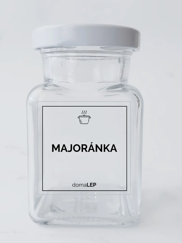 Samolepka na kořenky MAJORÁNKA průhledná 5 × 5 cm tučné písmo