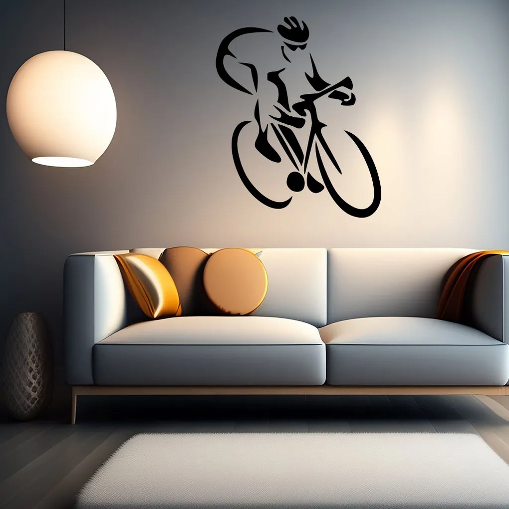 Živá Zeď Samolepka na zeď Cyklista Barva: černá