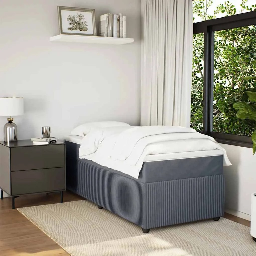 Box spring postel s matrací tmavě šedá 80 x 200 cm samet 3285603