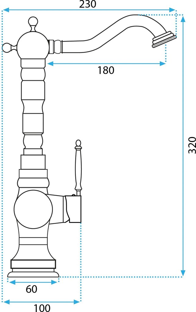 Rea Venice, vysoká dřezová baterie h-320, mosazná, REA-B2500