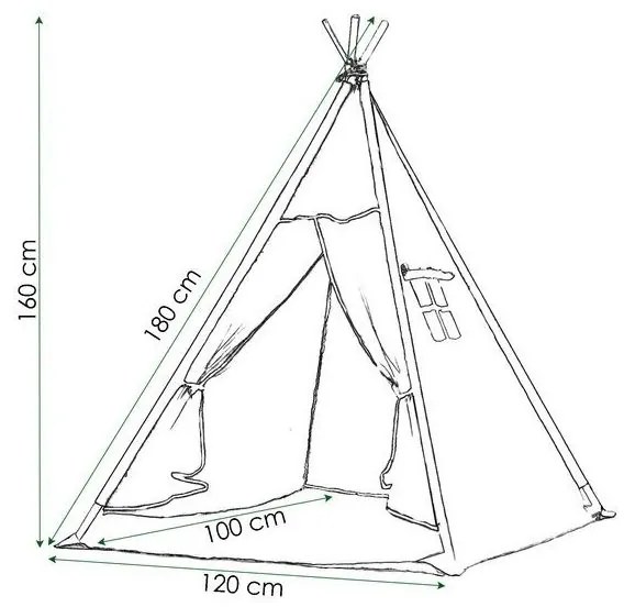 Teepee stan pro děti SPRINGOS Světle modrý s hvězdami