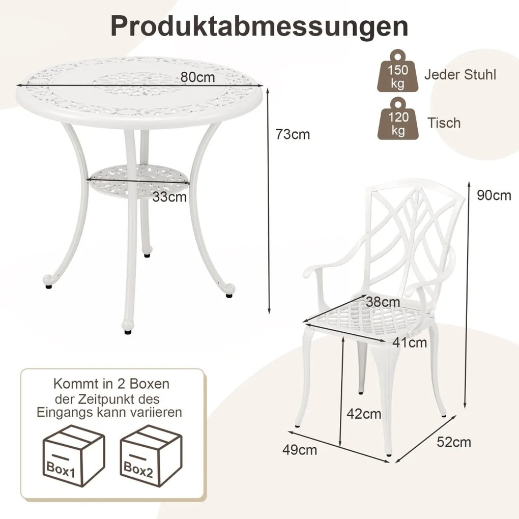 Costway 5-dílný. Gartenmöbel Set aus Aluminiumguss inkl. 4 Stühle a 1 Tisch mit