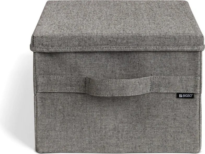 Šedý látkový úložný box s víkem 31x41x22 cm Soft Storage Medium – Bigso