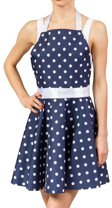 GAD02487 Šatová zástěra - Navy Dots