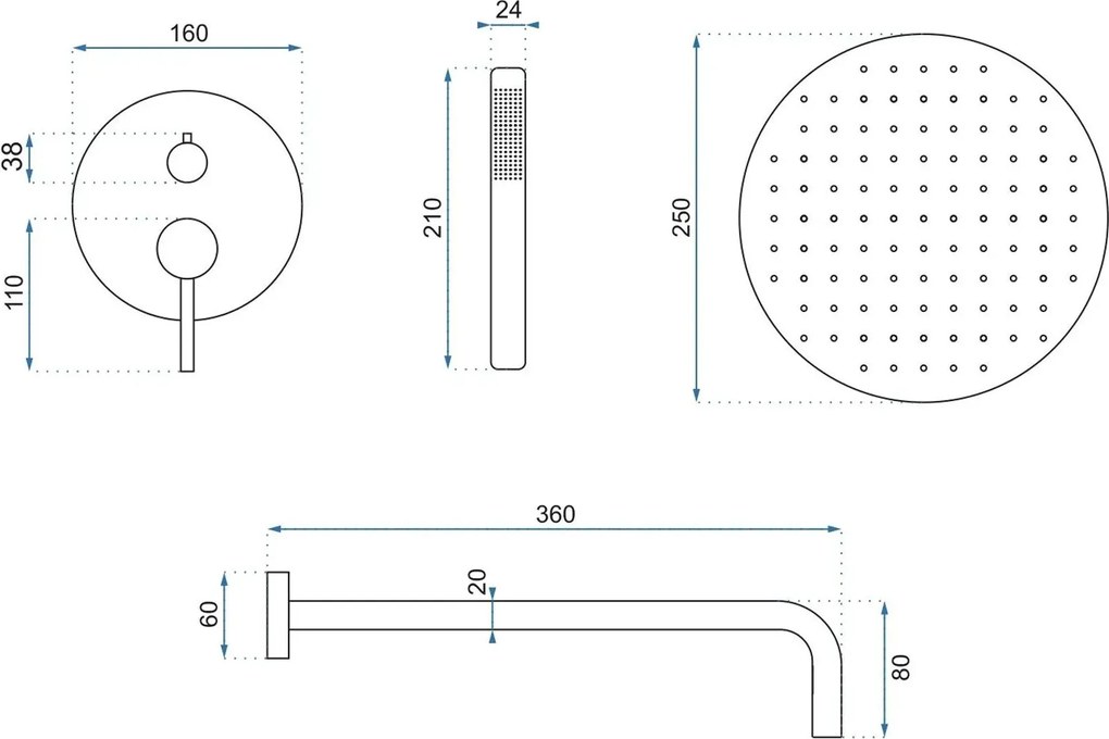 Rea Lungo Grip, podomítková sprchová souprava + BOX montážní systém, grafitová, REA-P8958