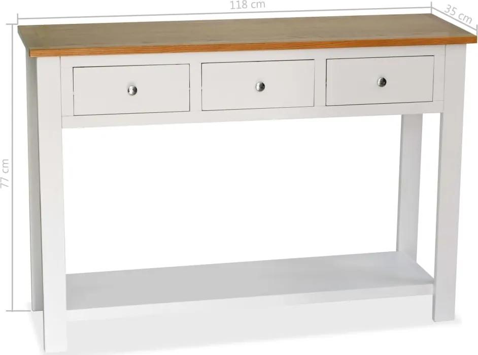 vidaXL Konzolový stolek 118 x 35 x 77 cm masivní dubové dřevo [247053] Barva: světle šedá