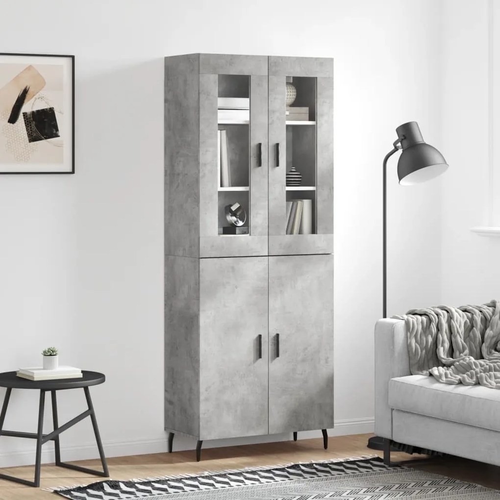 Skříň highboard betonově šedá 69,5x34x180 cm kompozitní dřevo 3198229